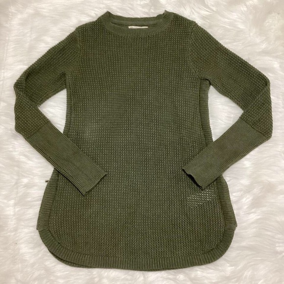 Akini | Sweaters | Akini Womens Green Open Stitch Knit Sweater Long ...